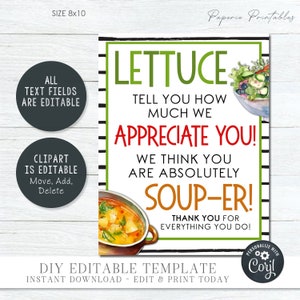 EDITABLE Soup and Salad Bar Appreciation Sign, Teacher Appreciation ...