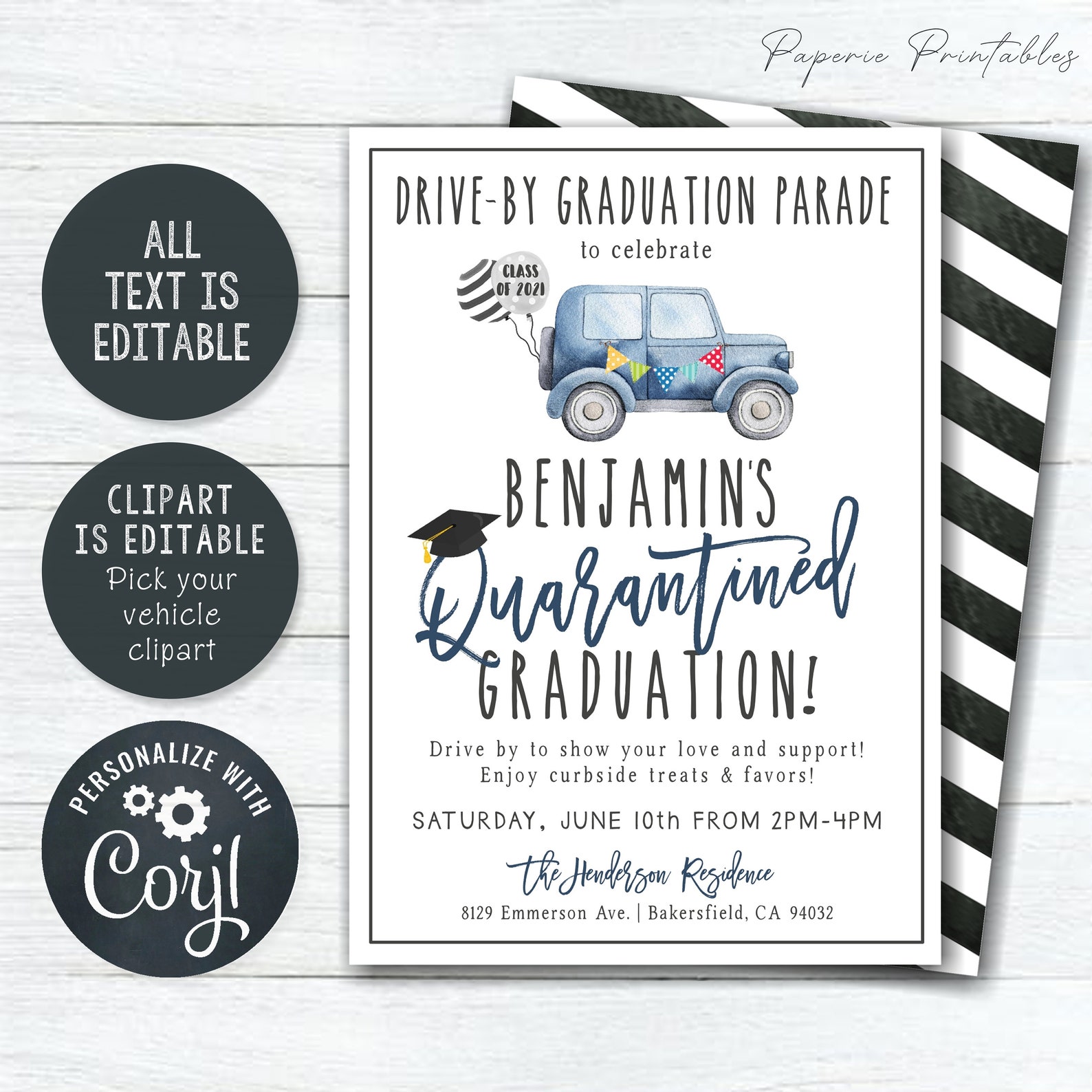 EDITABLE Graduation Parade Invitation Drive by Graduation - Etsy