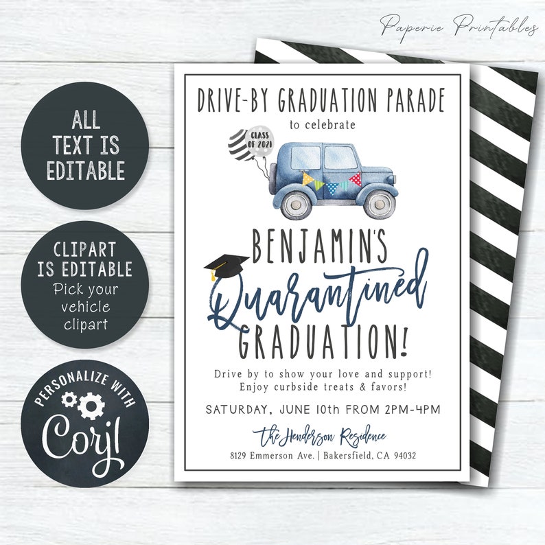 EDITABLE Graduation Parade Invitation Drive by Graduation - Etsy