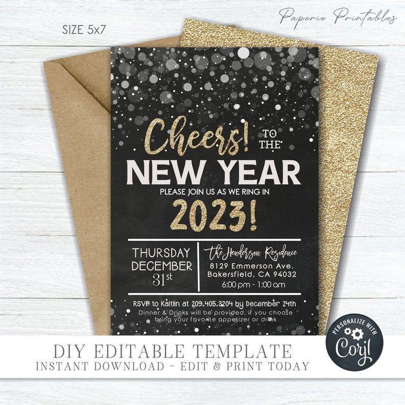 EDITABLE New Year's Eve Party Invitation NYE Party - Etsy