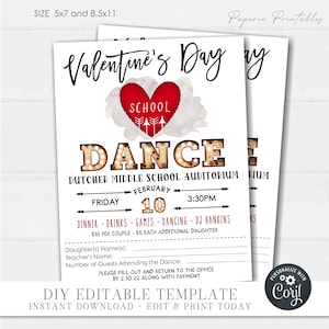 EDITABLE Valentine's Day School Dance Flyer, Valentine's Day Dance ...