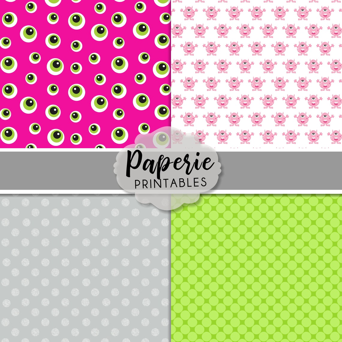 Little Monsters Digital Paper: 12x12 Scrapbook Clipart (instant ...