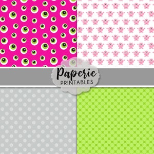 Little Monsters Digital Paper - 8.5x11 Digital Scrapbooking Paper - 40 ...