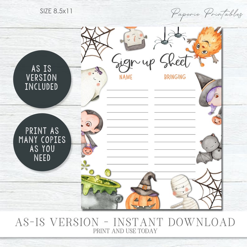 Editable Halloween Potluck Sign up Sheet (DIY Corjl Template) #HP33 - Etsy