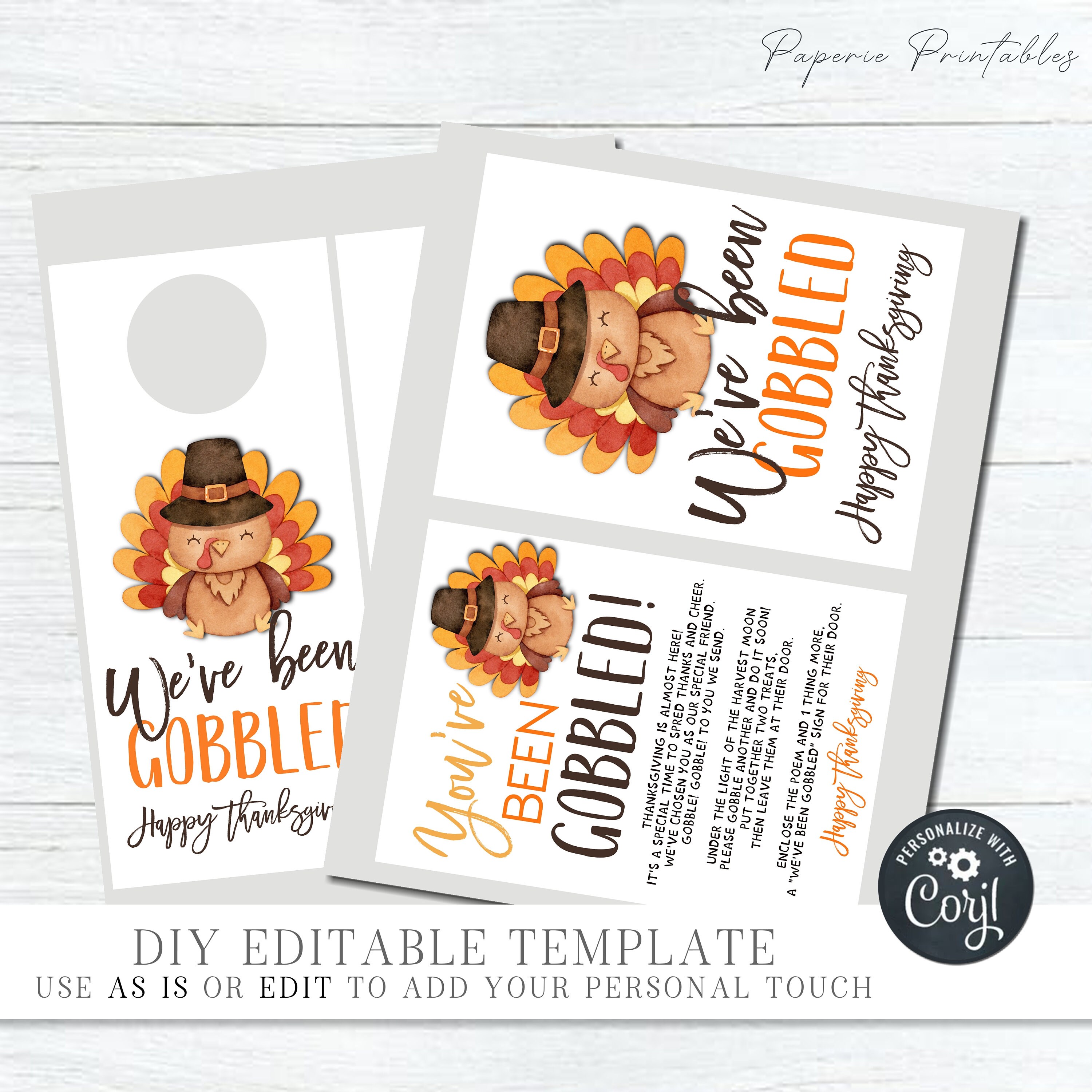Editable You've Been Gobbled Thanksgiving Game (digital Download) - Etsy