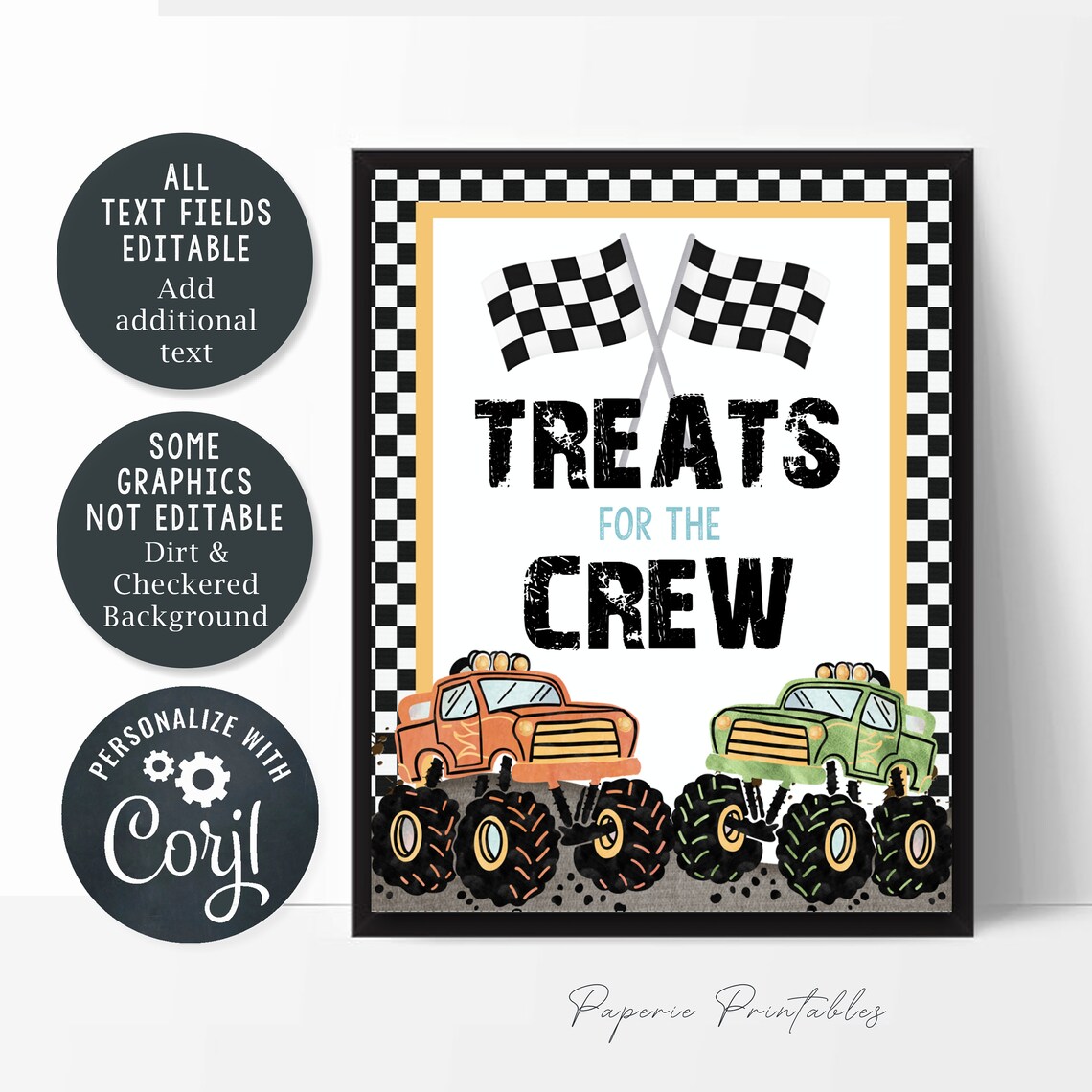EDITABLE Monster Truck Party Signs DIY Monster Truck Party | Etsy