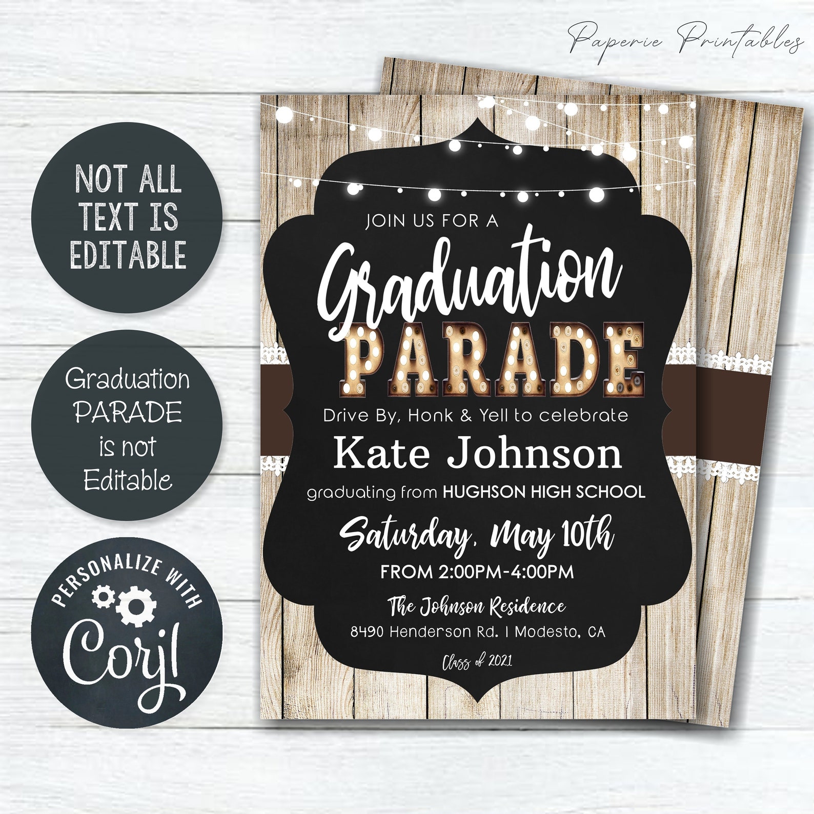 EDITABLE Graduation Parade Invitation Drive by Graduation - Etsy