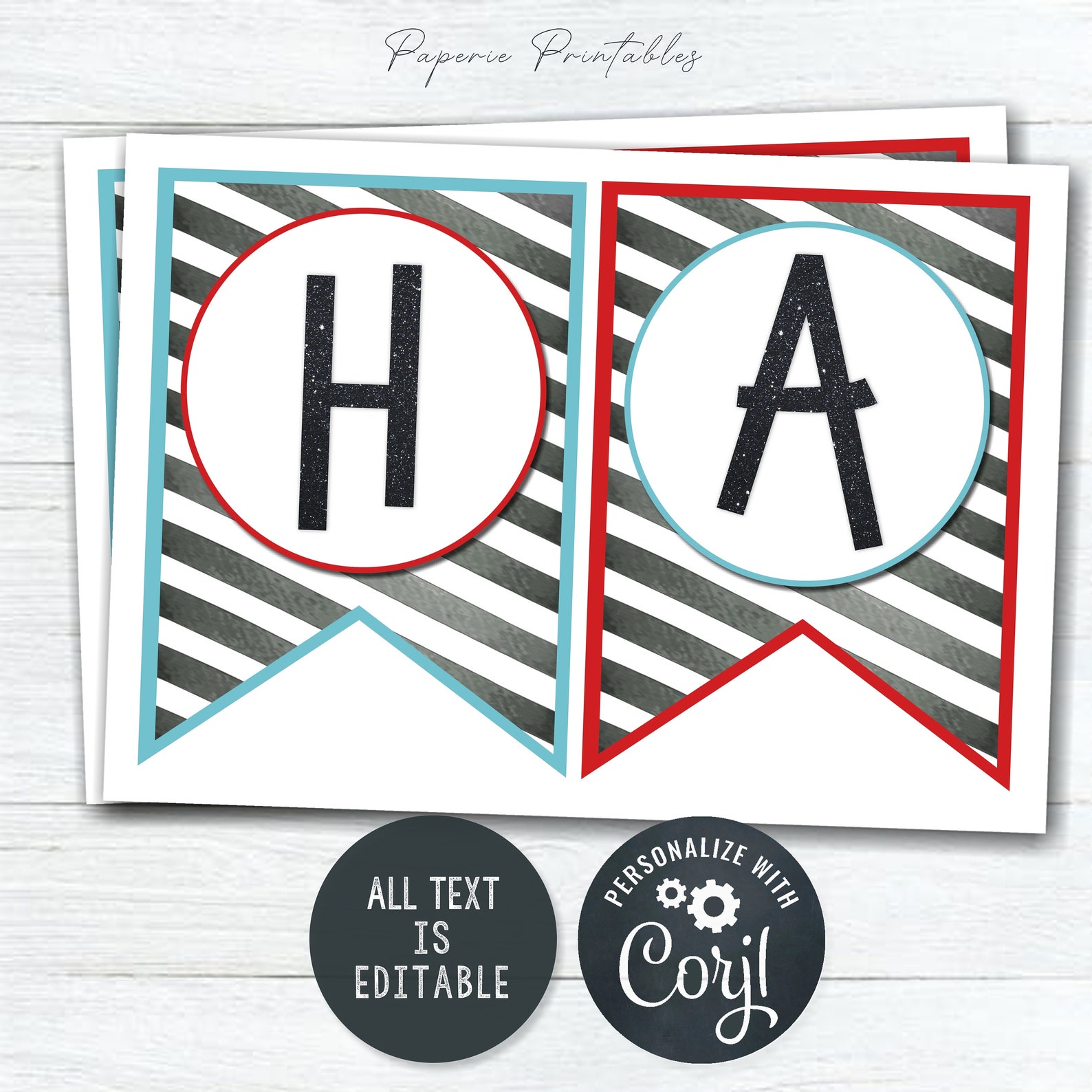 EDITABLE Happy Birthday Pennant Banner Video Game Pennant - Etsy