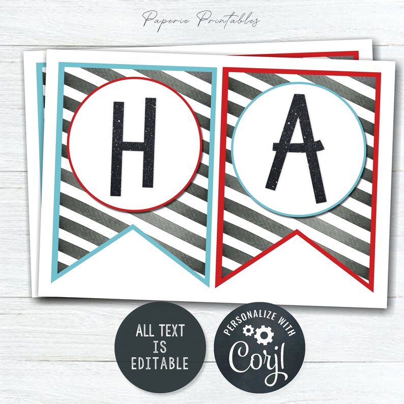 EDITABLE Happy Birthday Pennant Banner Video Game Pennant - Etsy