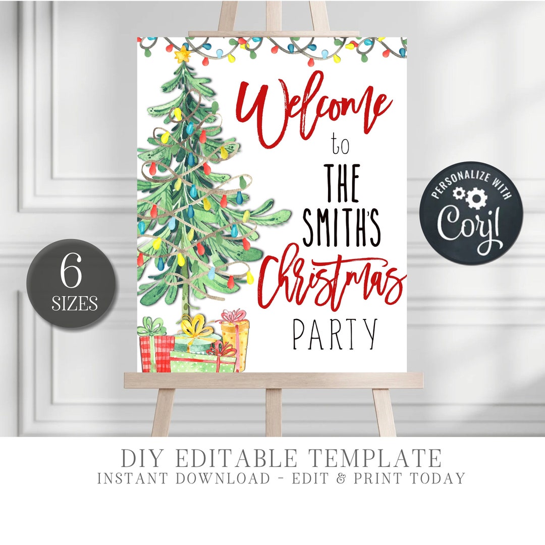 Editable Christmas Welcome Sign, Holiday Welcome Sign, Christmas ...