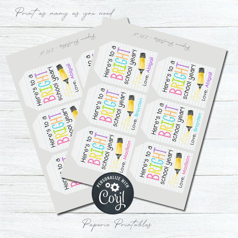 EDITABLE Bright School Year Teacher Gift Tag First Day of - Etsy