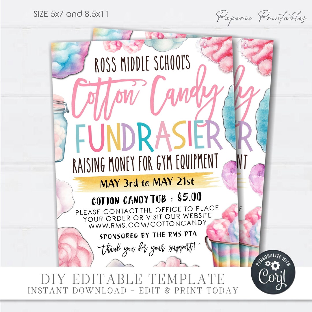 Editable Cotton Candy Fundraiser Flyer Template (digital Download) - Etsy