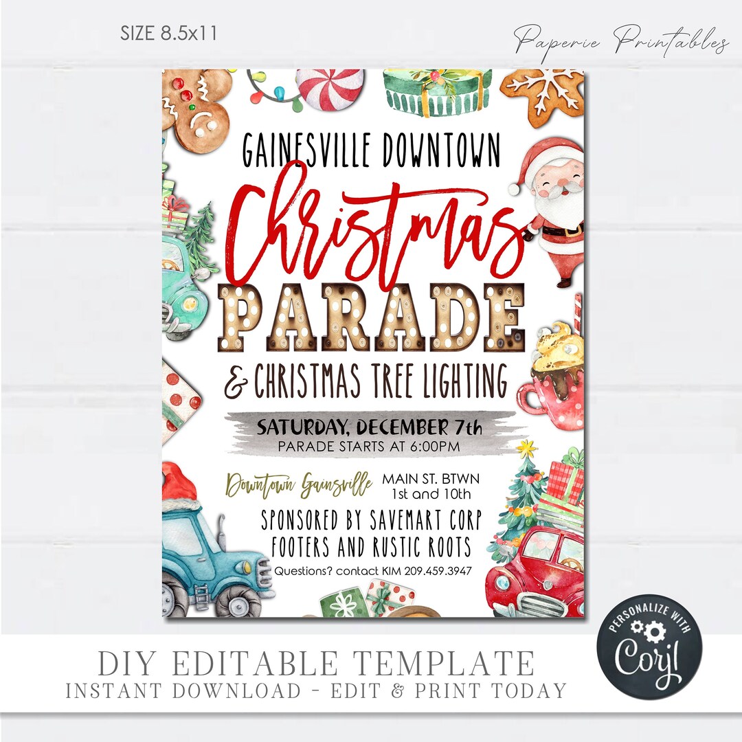 EDITABLE Christmas Parade Template, Christmas Parade Flyer, Holiday ...
