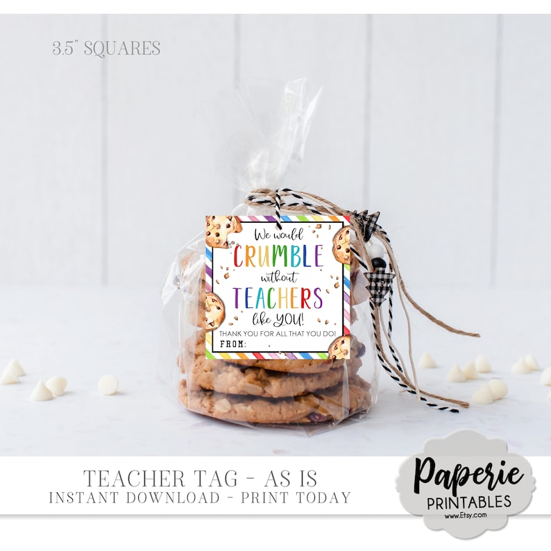 Editable Cookie Teacher Appreciation Gift Tag (digital Download) - Etsy