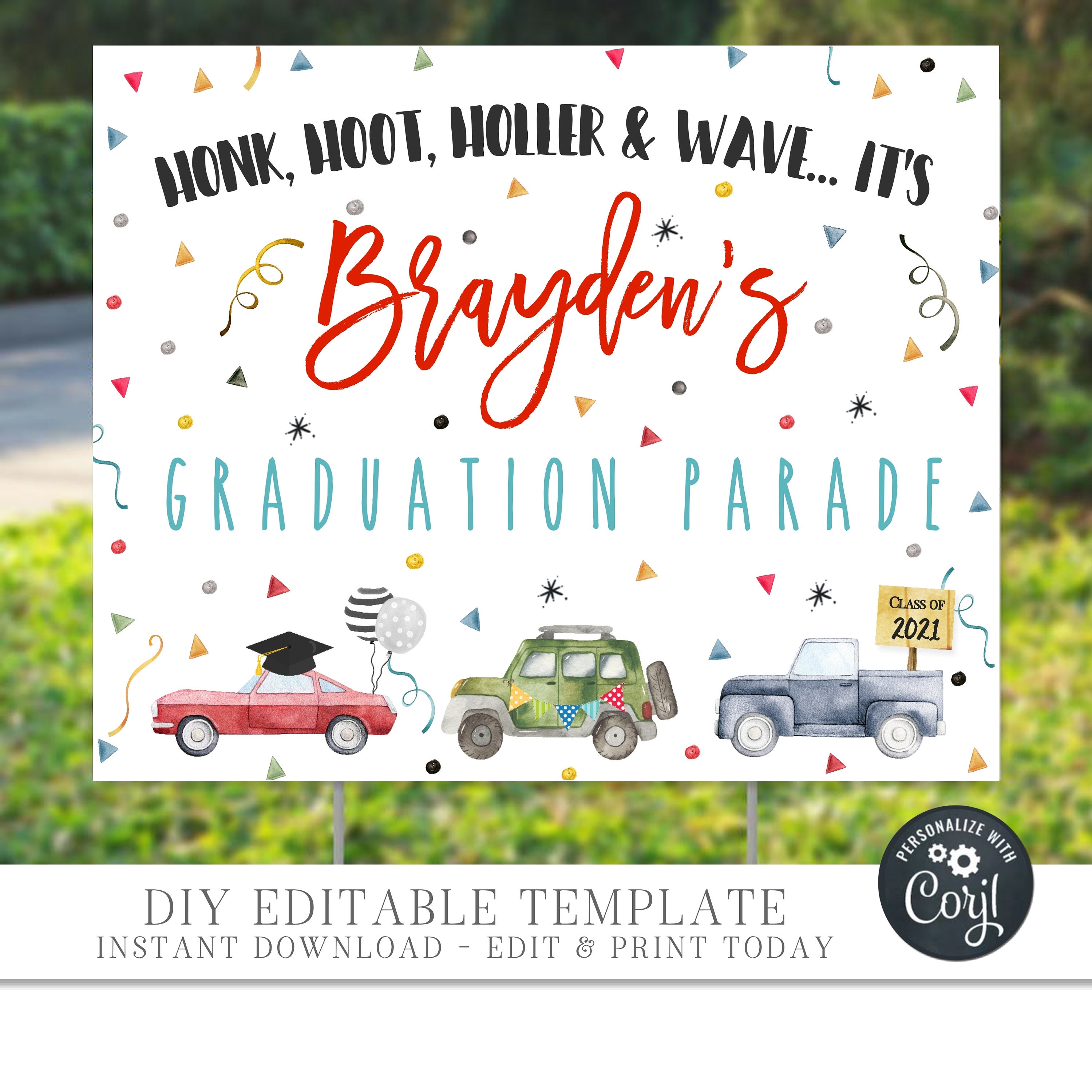 EDITABLE Graduation Drive by Yard Sign Drive by Graduation - Etsy
