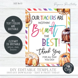 Editable Bundt Cake Teacher Appreciation Sign (digital Download) #TAW12 ...