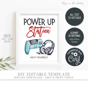 EDITABLE Video Game Party Food Label Tent Cards, Video Game Label ...