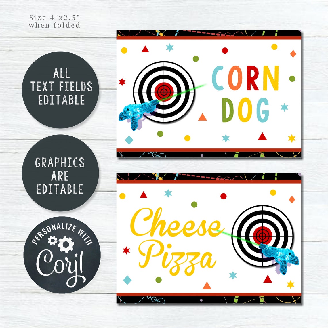 Editable Laser Tag Food Label Tent Cards (digital Download) #BP08 - Etsy
