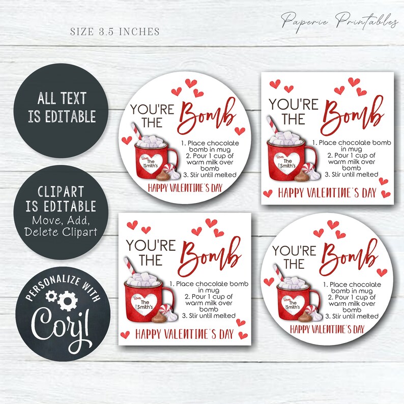 Editable Valentine You're the Bomb Gift Tag Valentine Hot - Etsy