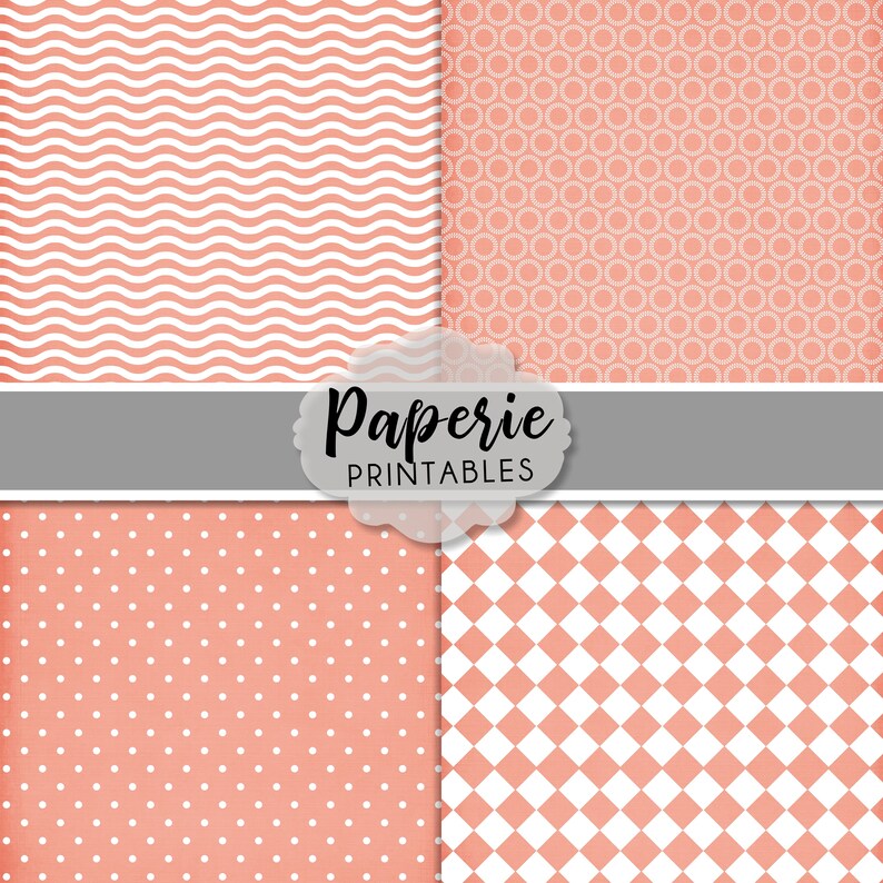 Peach & White Pattern Digital Paper 12x12 Digital - Etsy