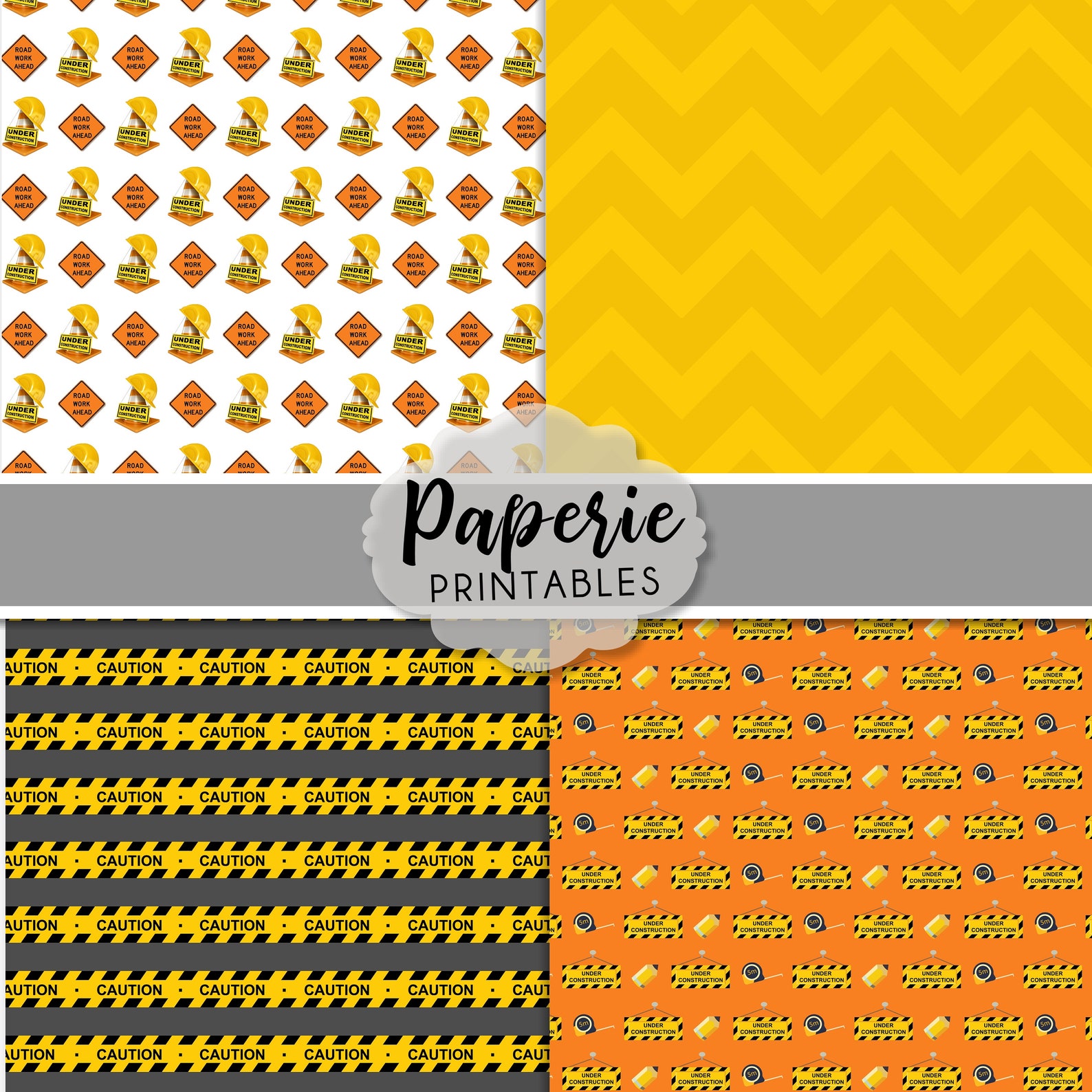 Construction Digital Paper 12x12 Digital Scrapbooking Paper | Etsy España
