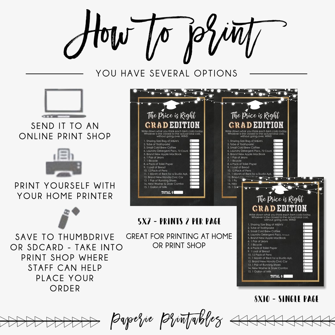 Editable Graduation Party Games Price is Right Graduation | Etsy