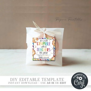 EDITABLE Cookie Teacher Gift Tag, Thank You First Day of School Teacher ...