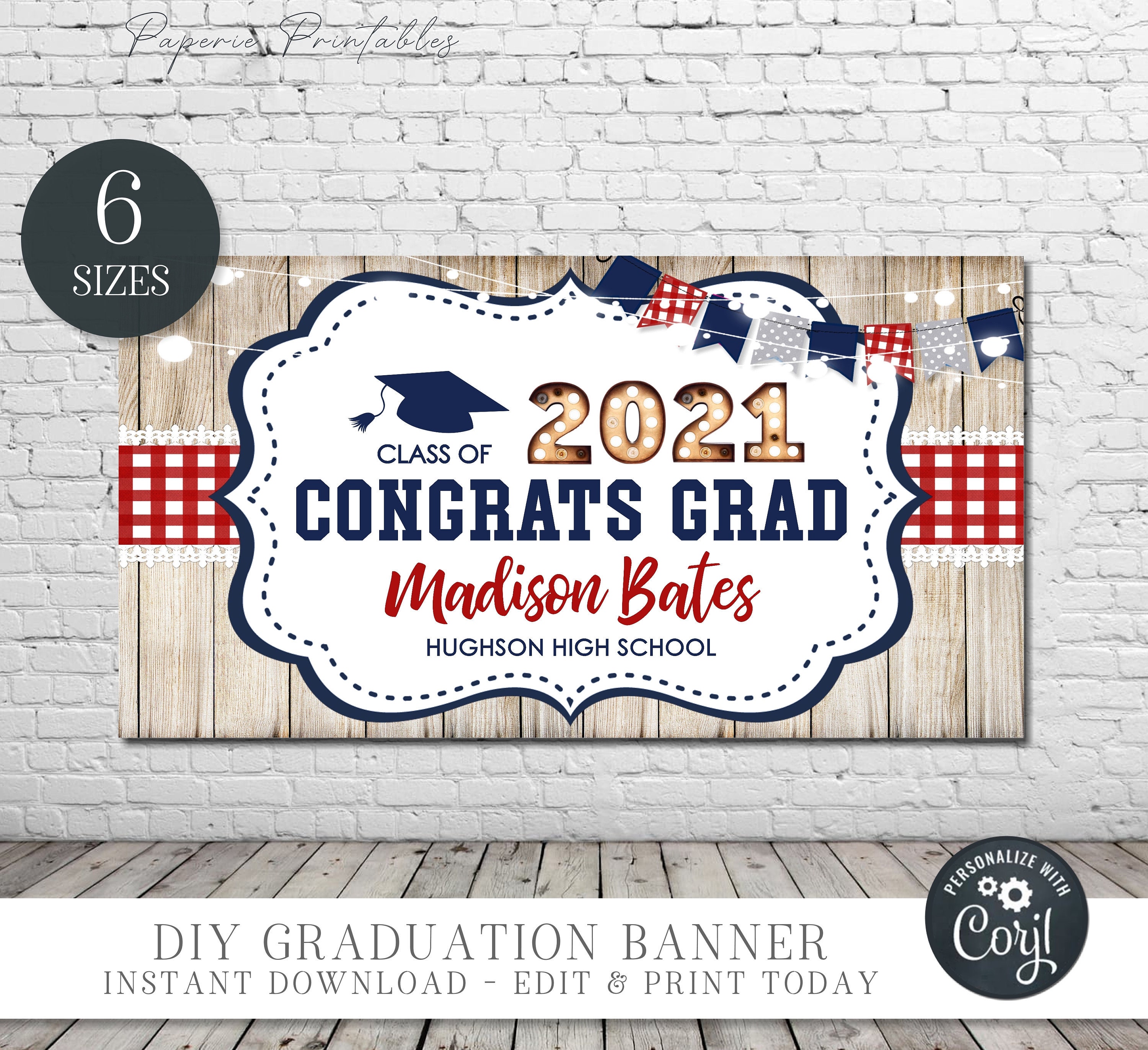 EDITABLE Graduation Backdrop Graduation Banner Class of | Etsy