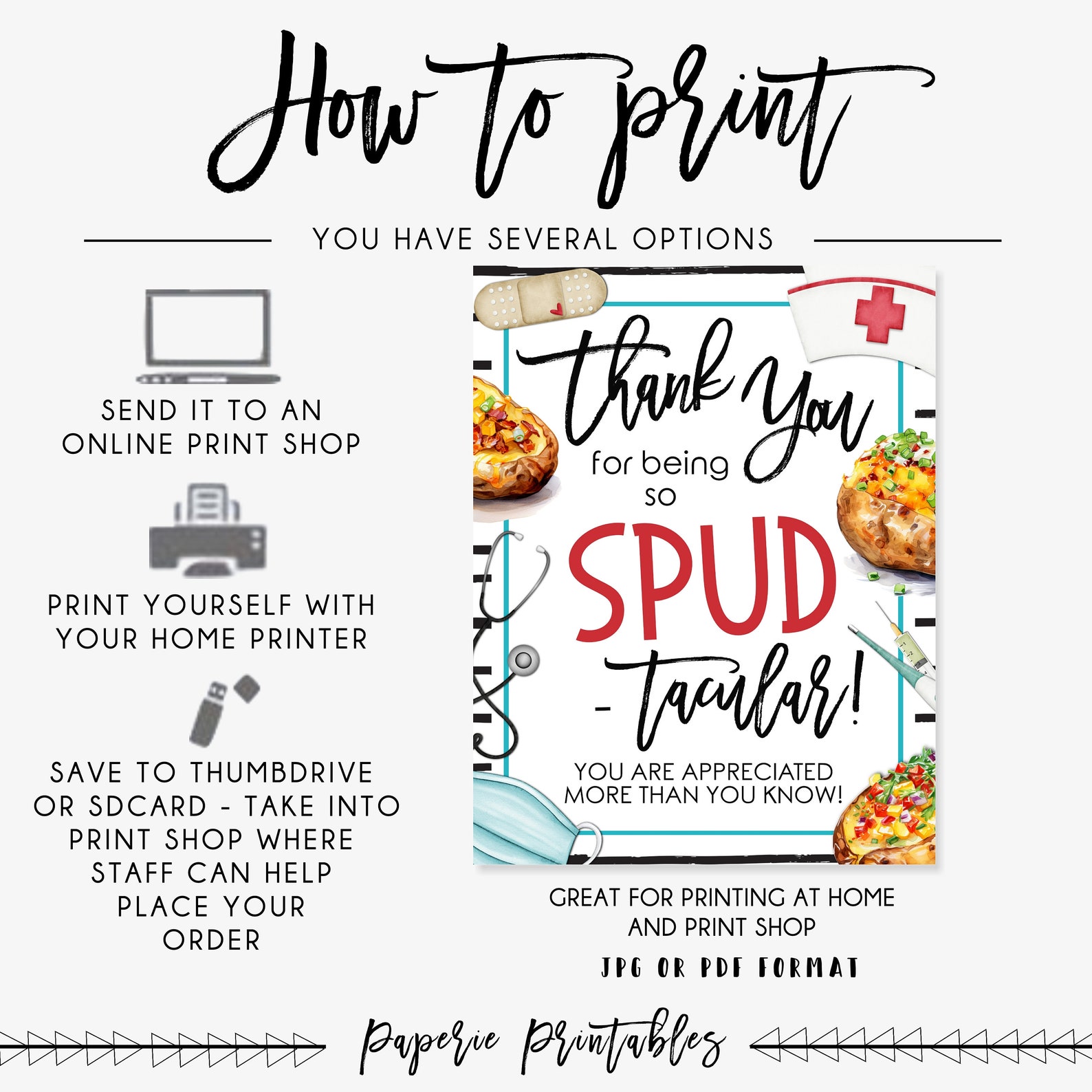 Editable Baked Potato Bar Nurse Appreciation Sign (digital Download ...