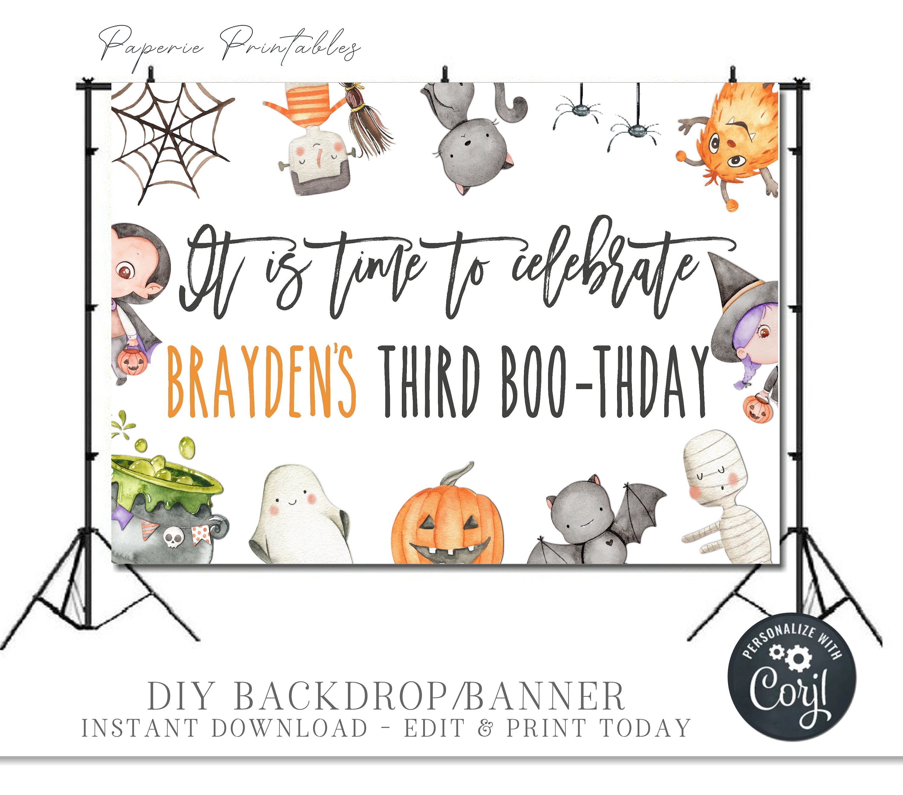 EDITABLE Halloween Birthday Decorations Halloween Backdrop - Etsy