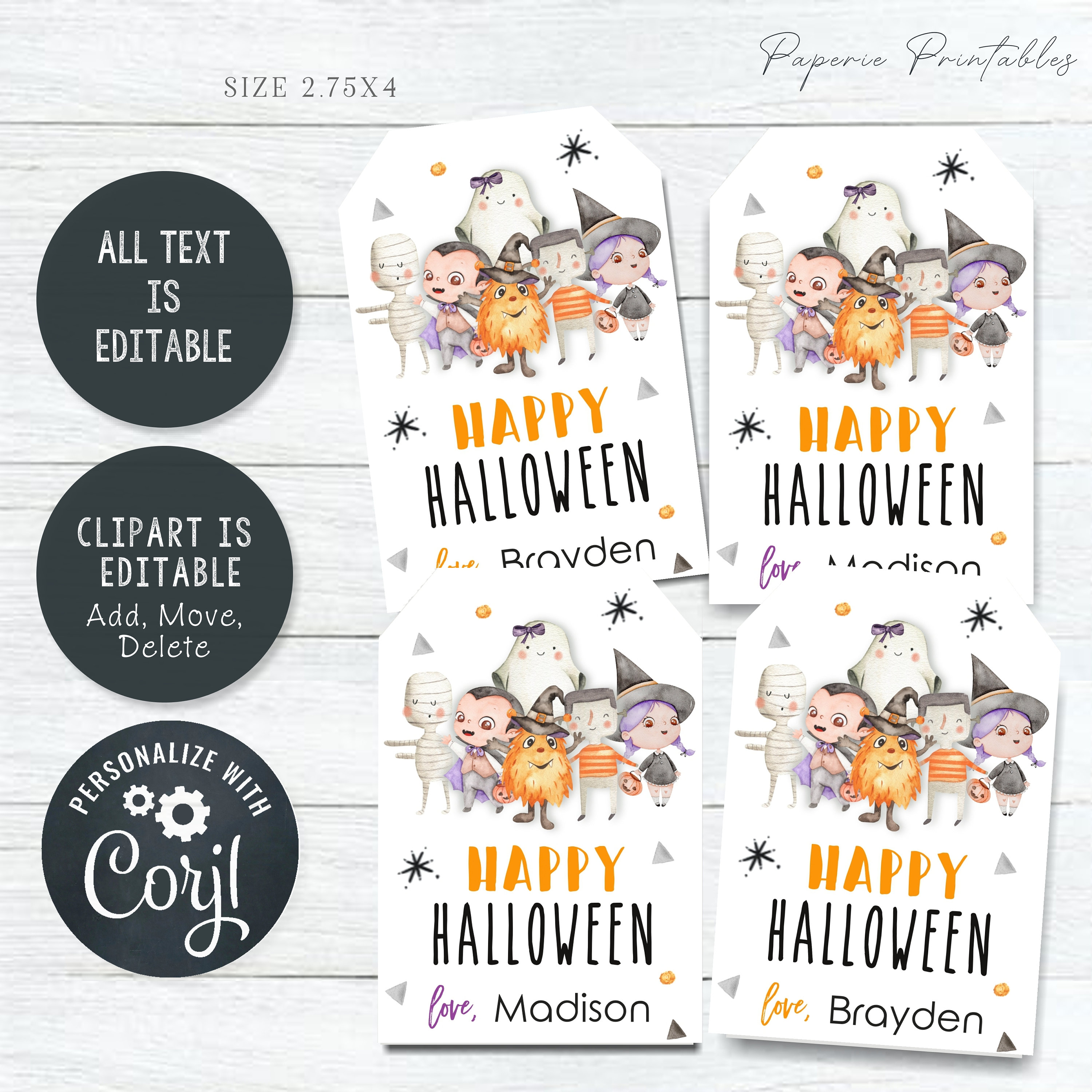 EDITABLE Halloween Tag Printable Halloween Favor Tags - Etsy