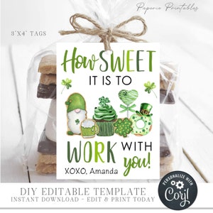 Editable St. Patrick's Day Co-worker Gift Tag, Happy St. Patrick's Day ...
