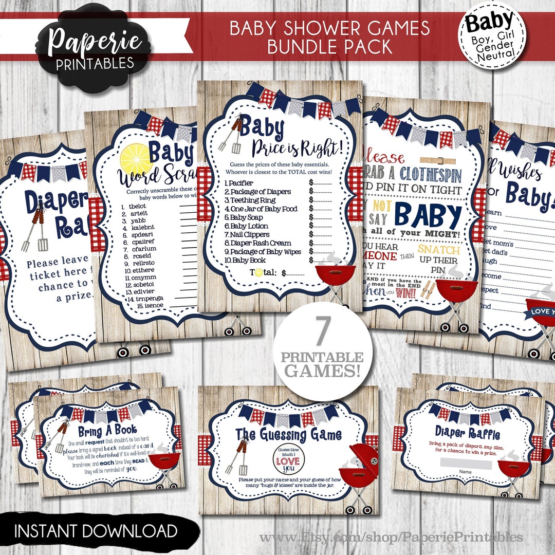 Babyque Baby Shower Games Bundle: BBQ Theme (digital Download) - Etsy