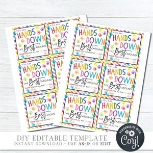 EDITABLE Teacher Appreciation Gift Tag, Hands Down Teacher Appreciation ...