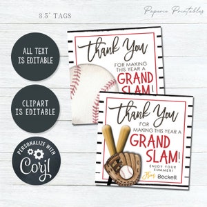 EDITABLE End of School Teacher Gift Tag, Baseball Teacher Appreciation ...