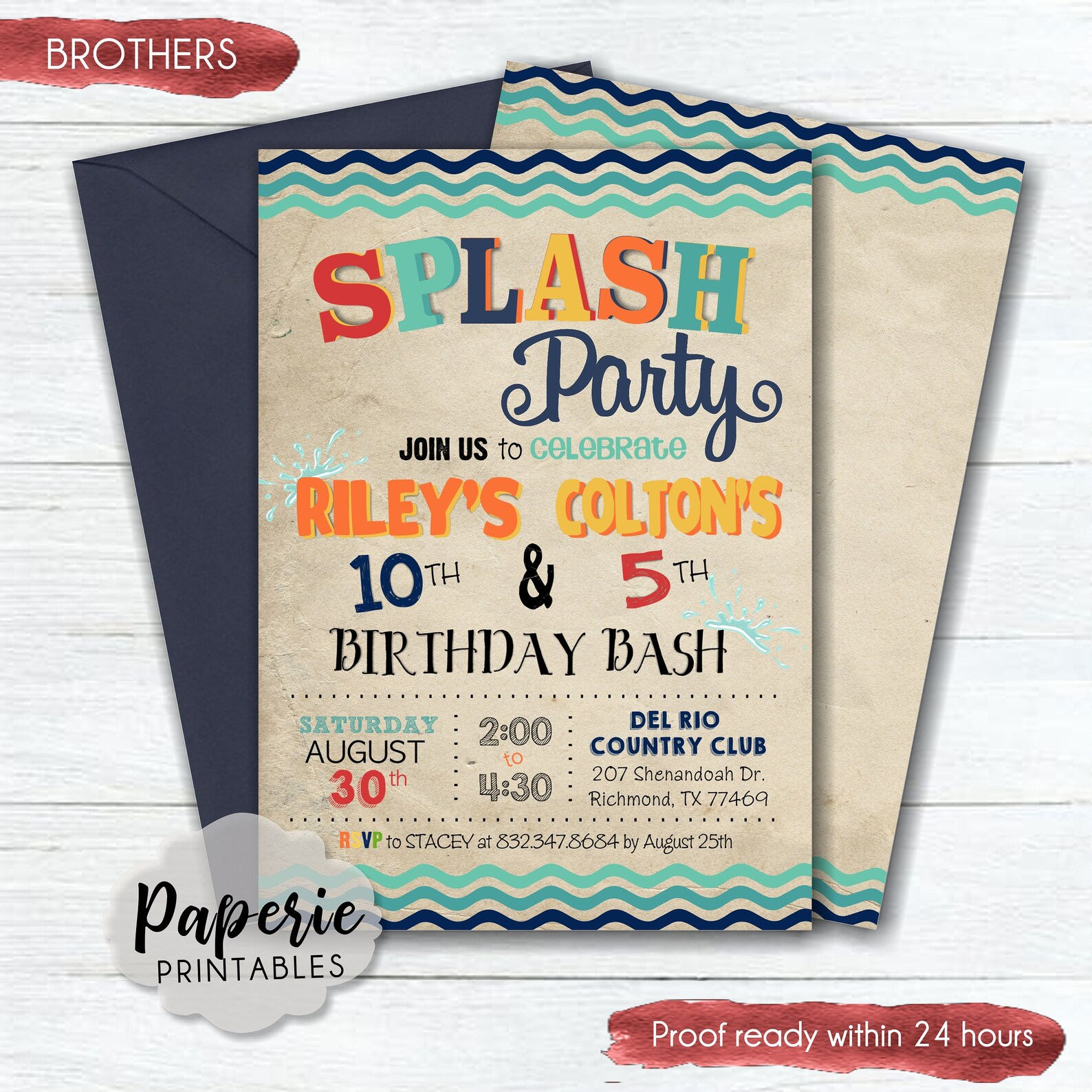 SPLASH Party Birthday Invitation Siblings Splash Party - Etsy