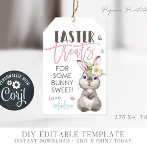 EDITABLE Happy Easter Gift Tags Easter Treats Tags Fully Editable ...