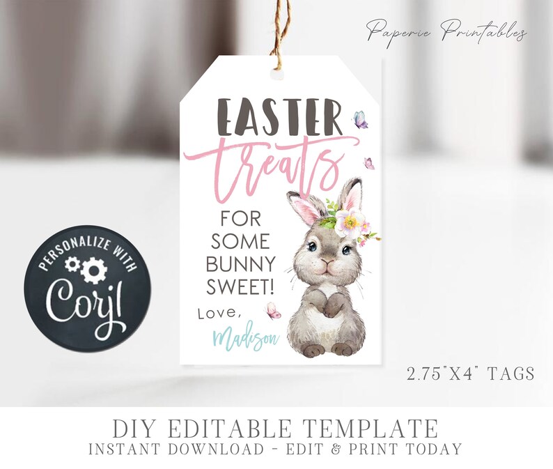 EDITABLE Happy Easter Gift Tags Easter Treats Tags Fully - Etsy
