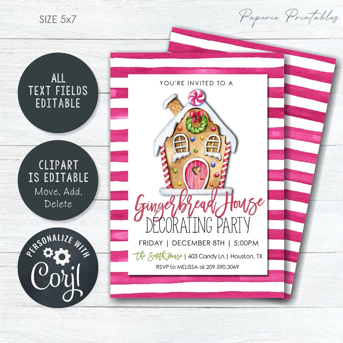 EDITABLE Gingerbread House Decorating Party Invitation - Etsy