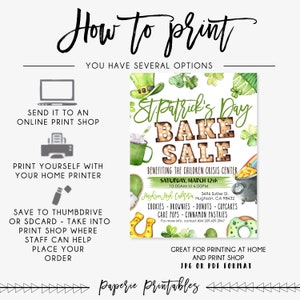 EDITABLE St. Patrick's Day Bake Sale Flyer, St. Patrick's Day Flyer ...