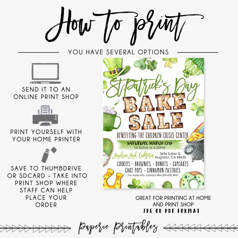 EDITABLE St. Patrick's Day Bake Sale Flyer, St. Patrick's Day Flyer ...