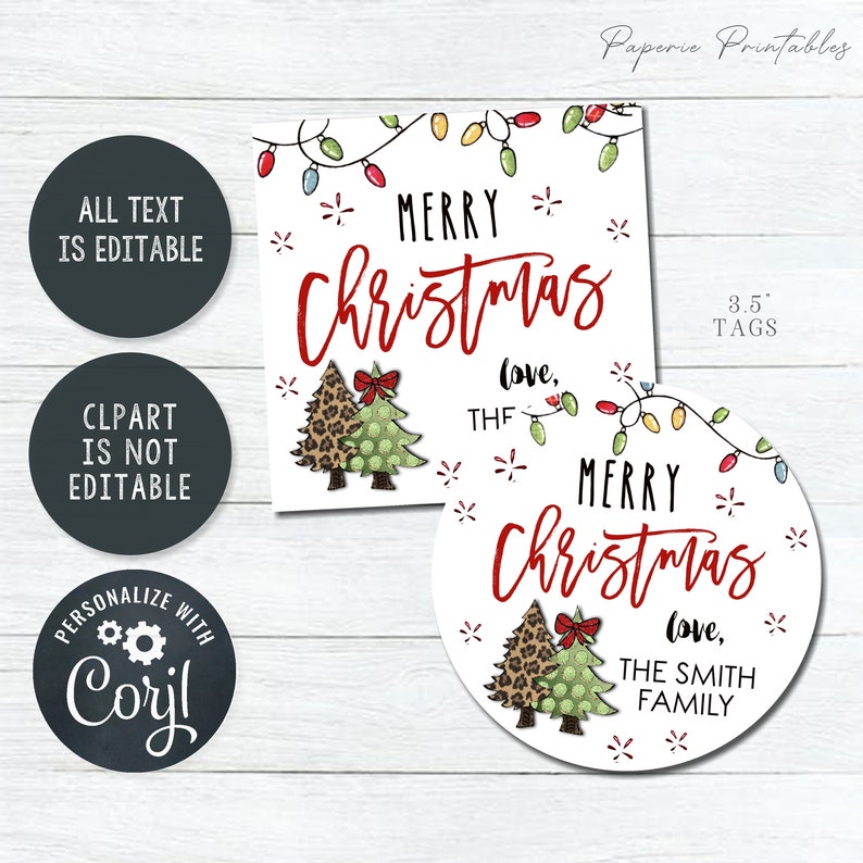 Editable Merry Christmas Tag Merry Christmas Gift Tag - Etsy