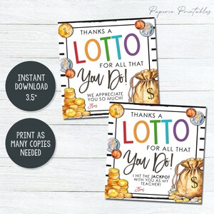 EDITABLE Thanks a LOTTO Appreciation Gift Tag, Teacher Appreciation Tag ...