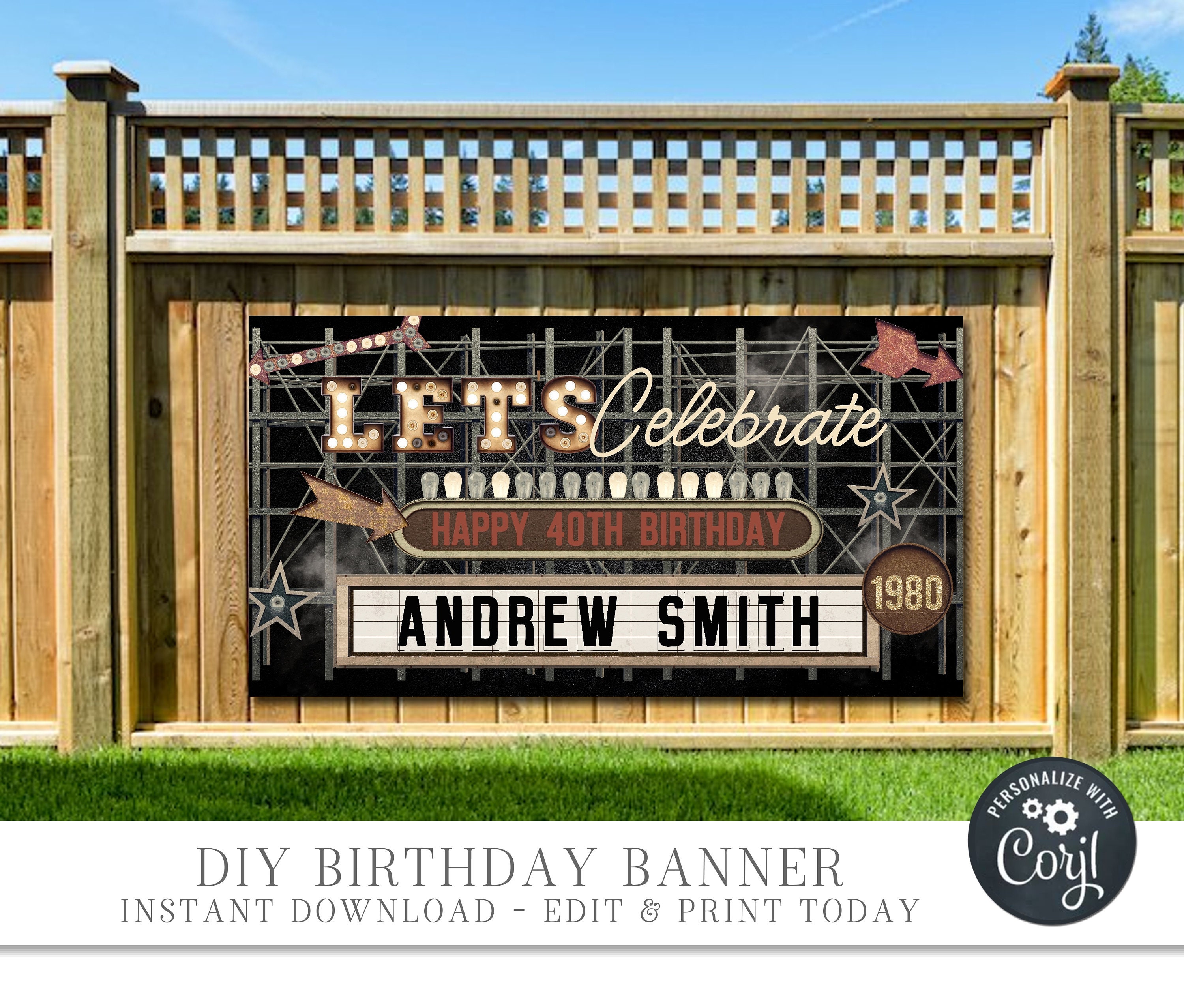 EDITABLE Masculine Birthday Backdrop Men's Birthday - Etsy Australia