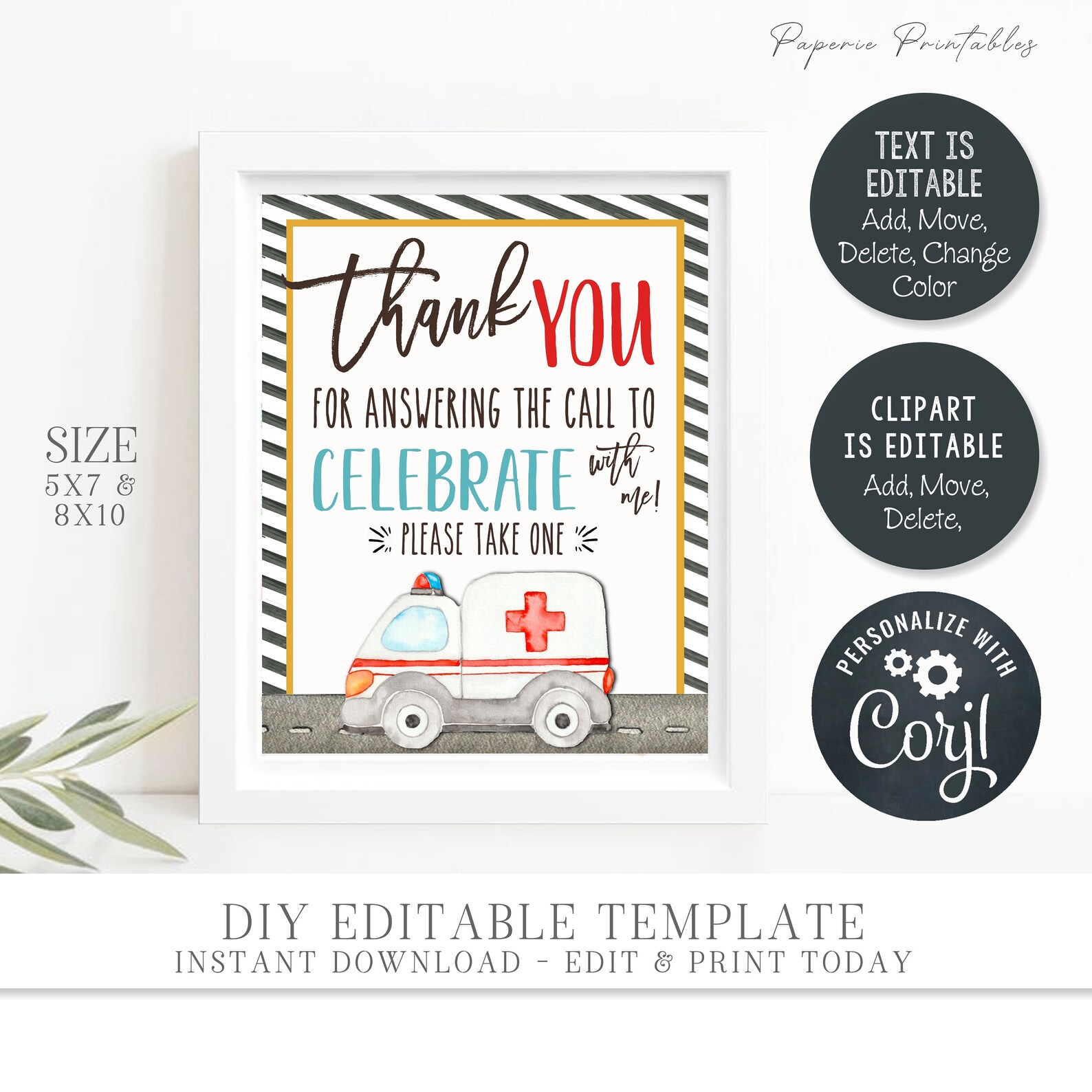 EDITABLE First Responders Party Signs First Responders - Etsy