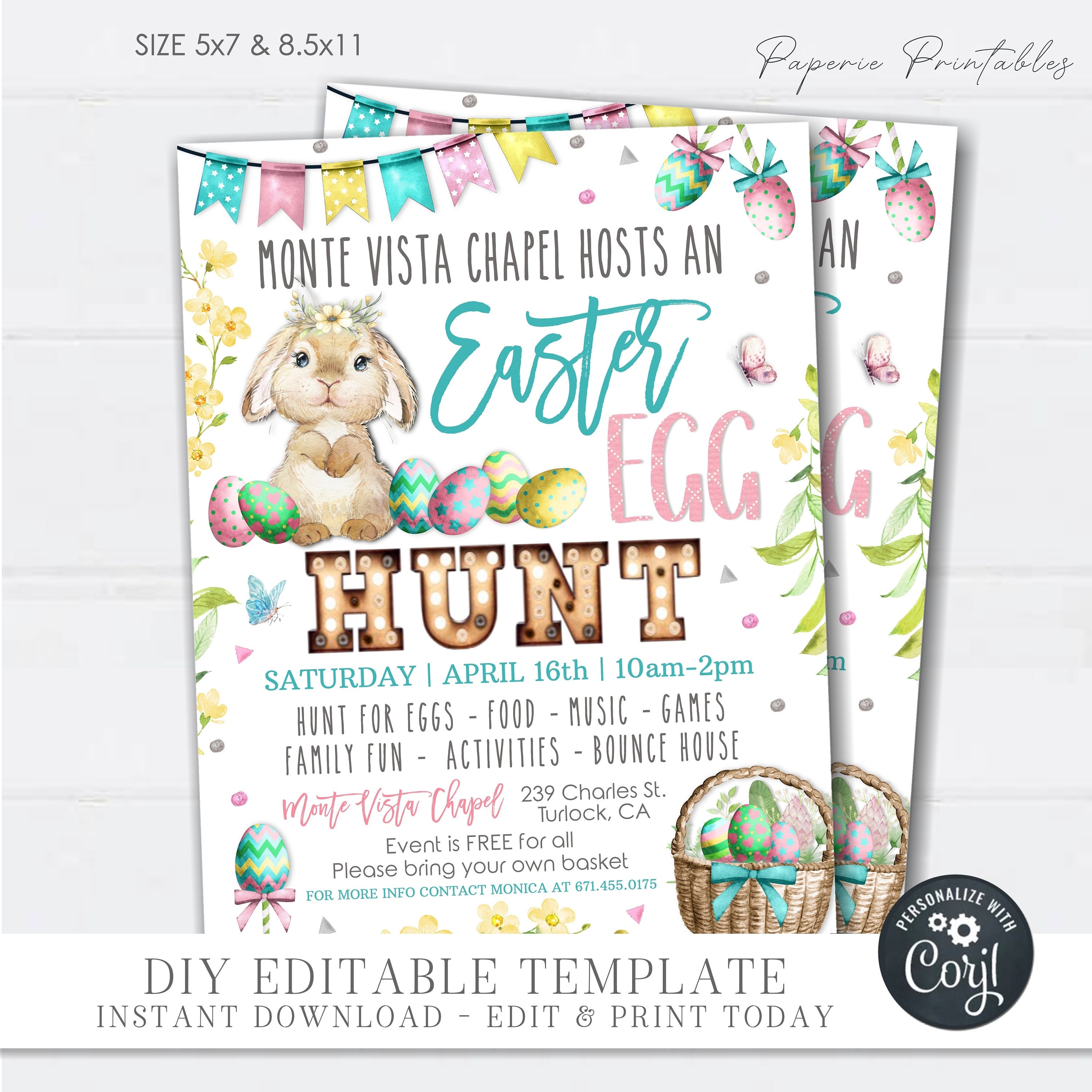 Editable Easter Egg Hunt Flyer: Community Event (DIY Corjl) - Etsy