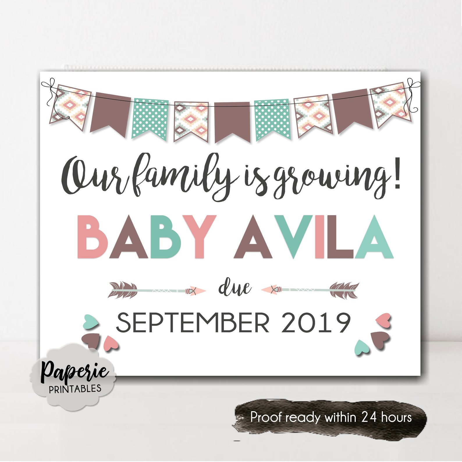 Our Family is Growing Pregnancy Announcement Chalkboard Sign | Etsy