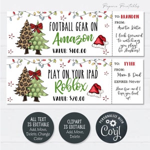EDITABLE Christmas Gift Voucher, Christmas Ticket Coupon, Stocking ...