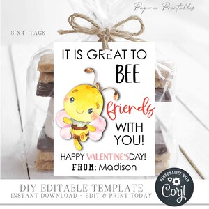 EDITABLE Bee Valentine Cards, Honey Bee Valentine Cards, School ...
