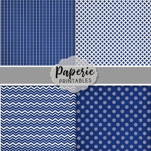Cobalt Blue & White Digital Paper: 12x12 Scrapbook Patterns (digital ...